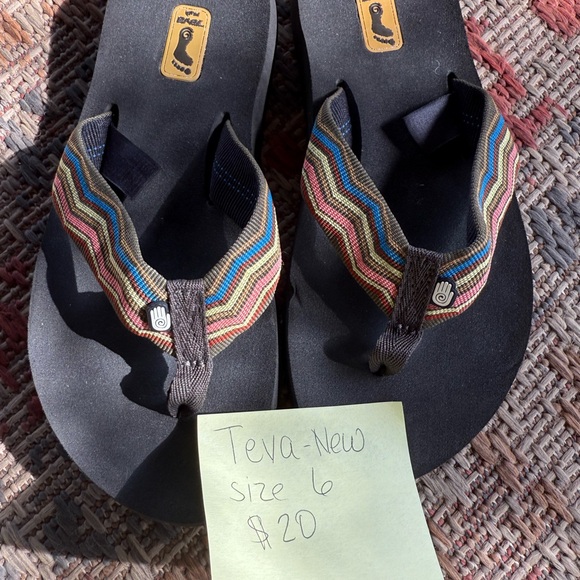 Teva | Shoes | Teva Colorful Striped Flip Flops | Poshmark